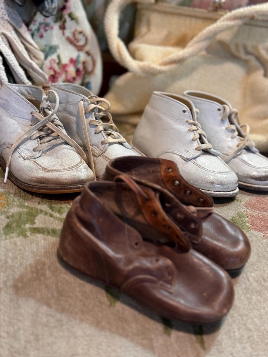 PHOTO PROPS Vintage and Antique Children’s Baby Shoes 3 Pairs Brown ...