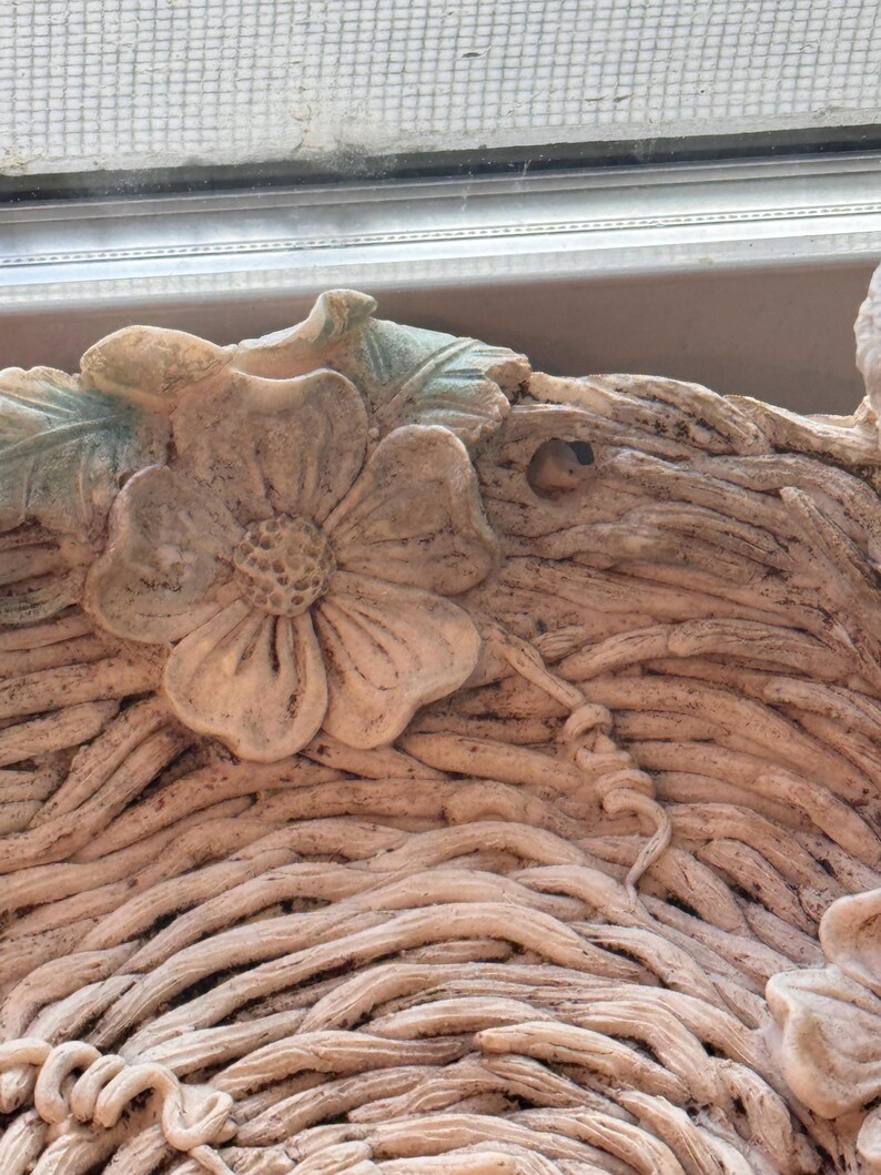 Antique Thin Ceramic or Dough Art Love Birds Nest Bowl With Floral Accents Cottagecore, Nature ...