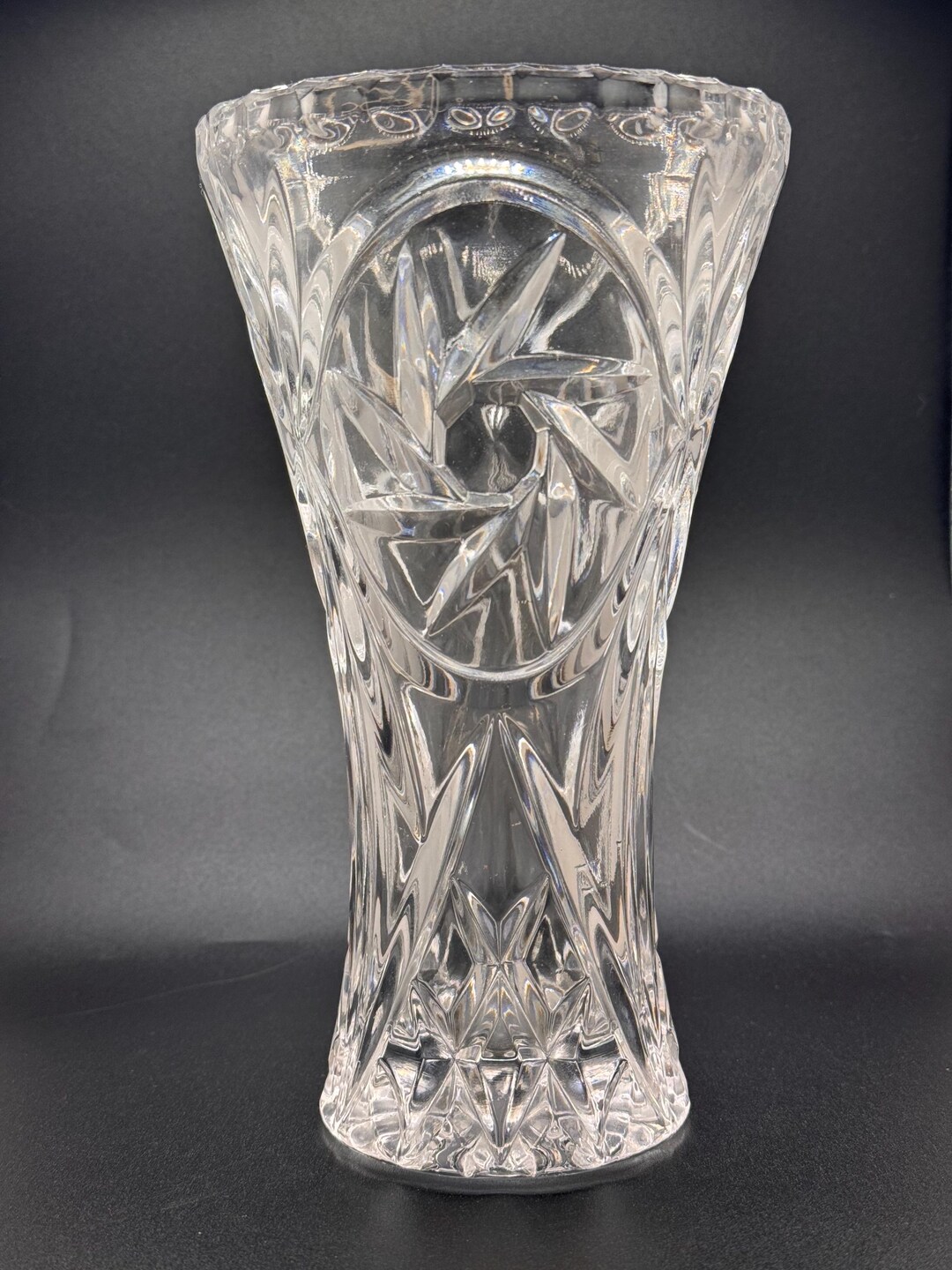 LARGE HEAVY Vintage Cut CRYSTAL Vase Vessel – Elegant Glassware ...