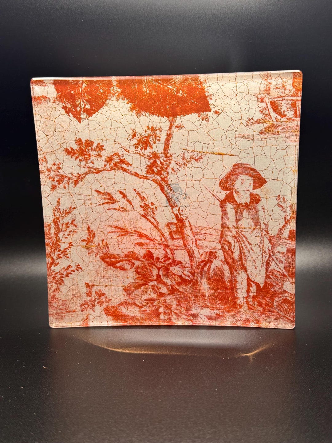 Glass Plates Rd and White Vintage Transferware Design Prima Madonna ...