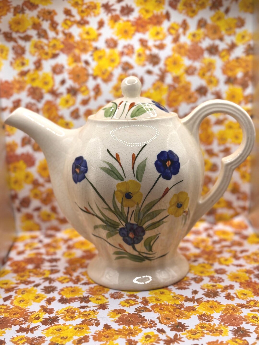Antique or Vintage Unmarked Hand-painted Floral Ceramic Teapot ...