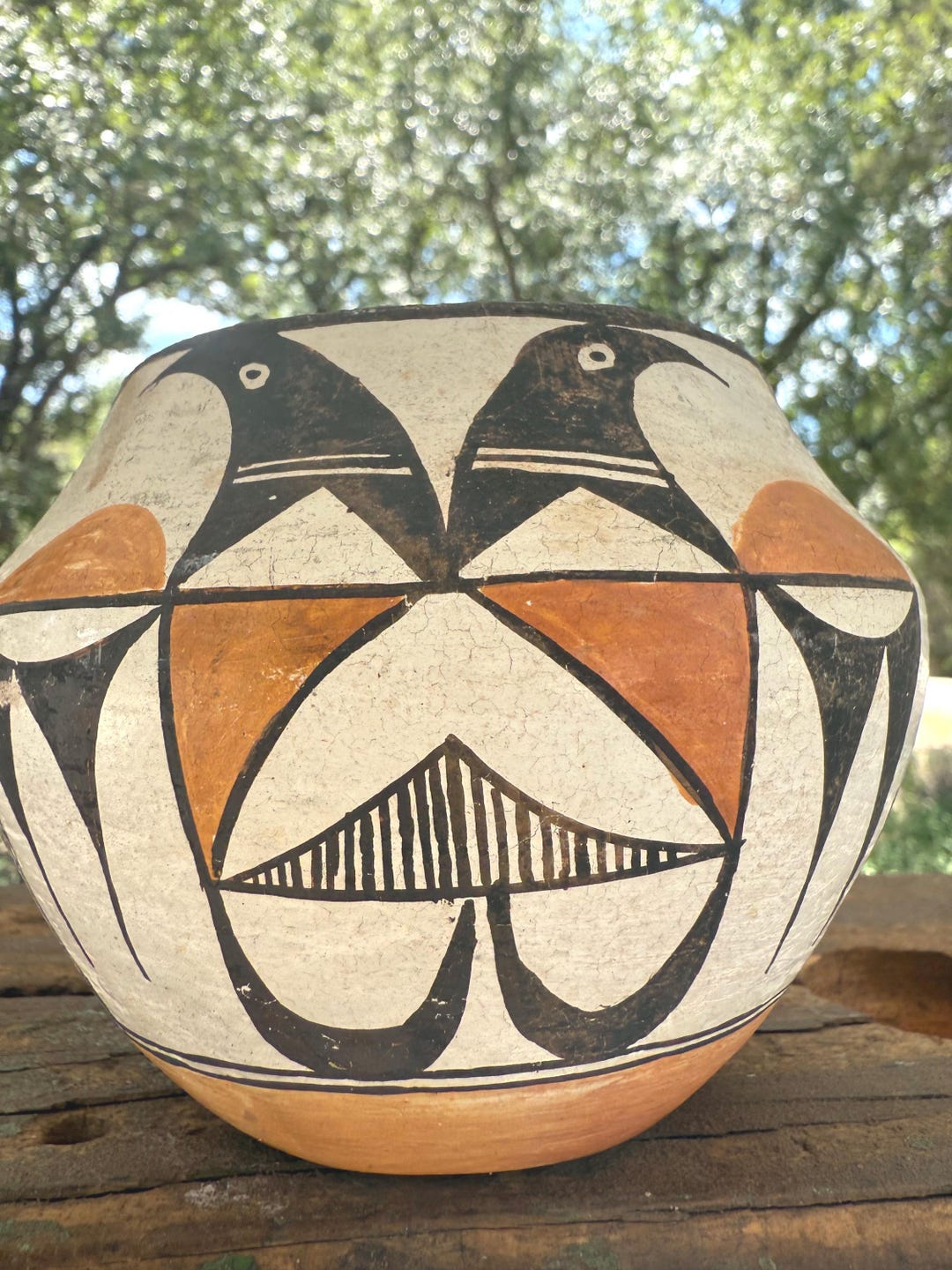 Vintage Acoma Pueblo Pottery Bowl Parrot Bird Motif Polychrome Native ...
