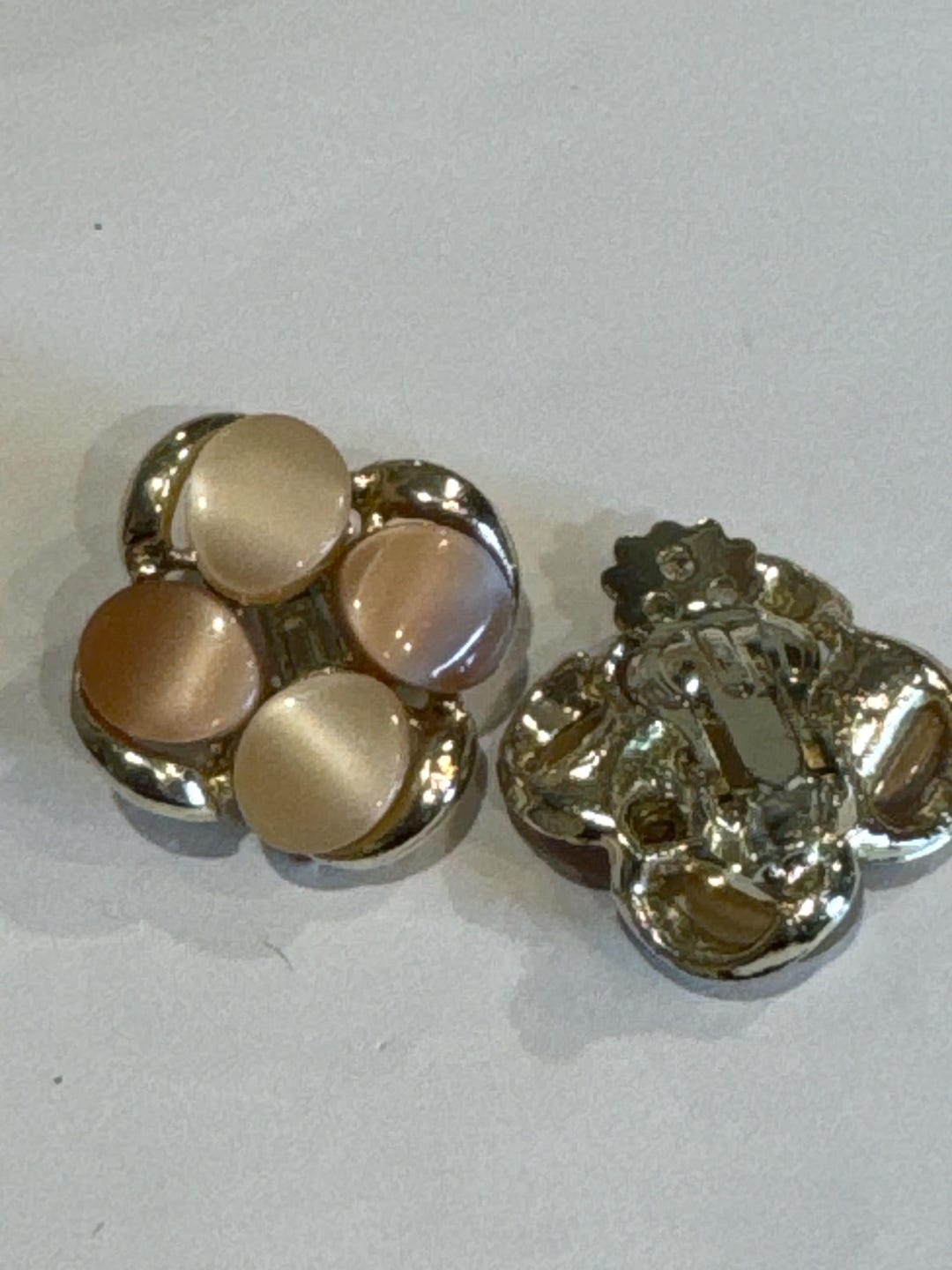 Vintage Light Pink and Dark Pink Rose Flat Stone Quartz Genstone ...