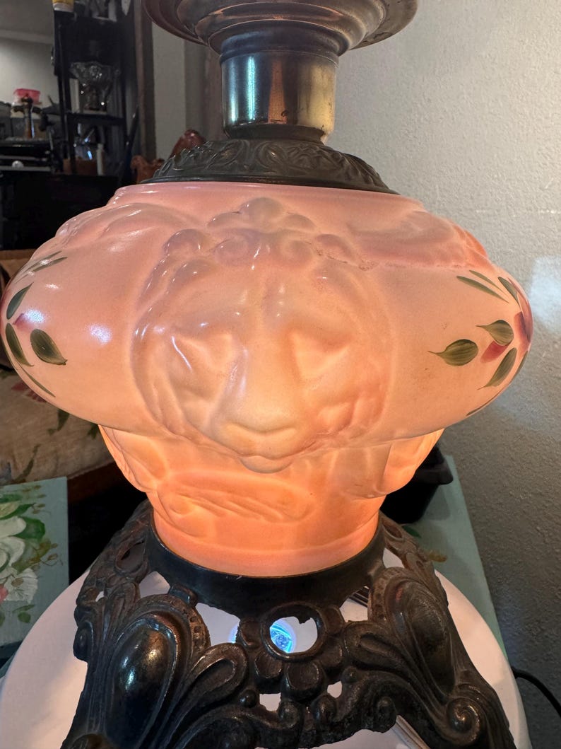Fenton Glass Lamp Lion Granny Style Decorating Living Room Old Timey ...