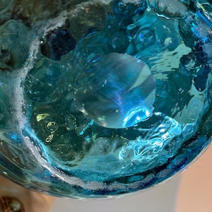 Large Vintage Fenton Blue Optic Coin Dot Pitcher With Crimped Ruffled ...