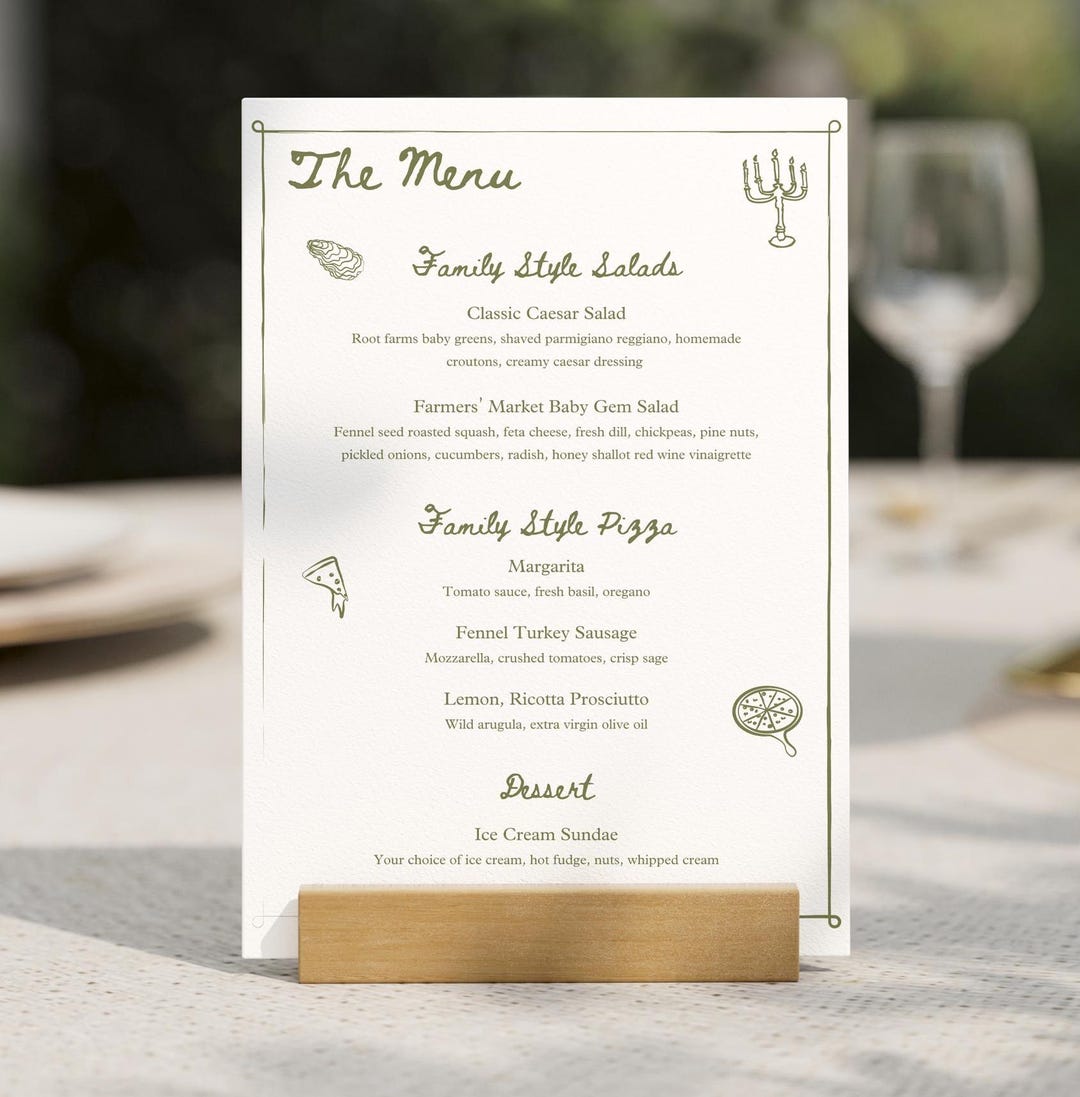 Whimsical Garden Wedding Dinner Menu Template - Etsy