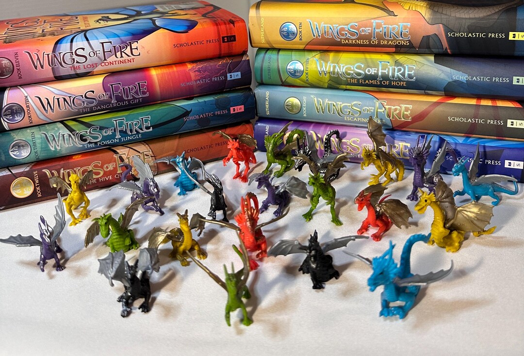 Wings of Fire Toy Dragon Set With Stickers - Collectibles, WOF Dragons ...