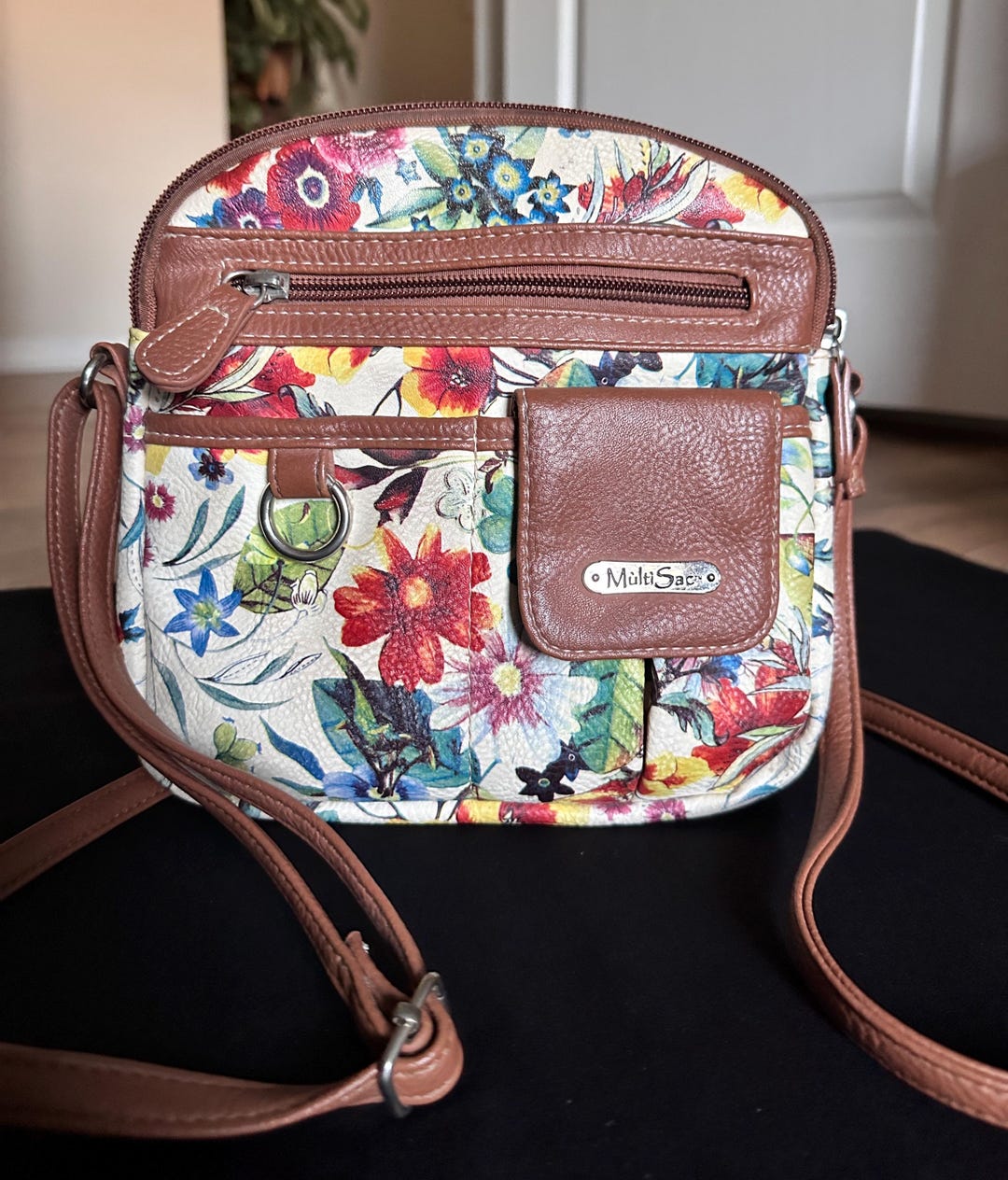 Multisac Floral Crossbody Purse With Triple Zippered Compartments - Etsy