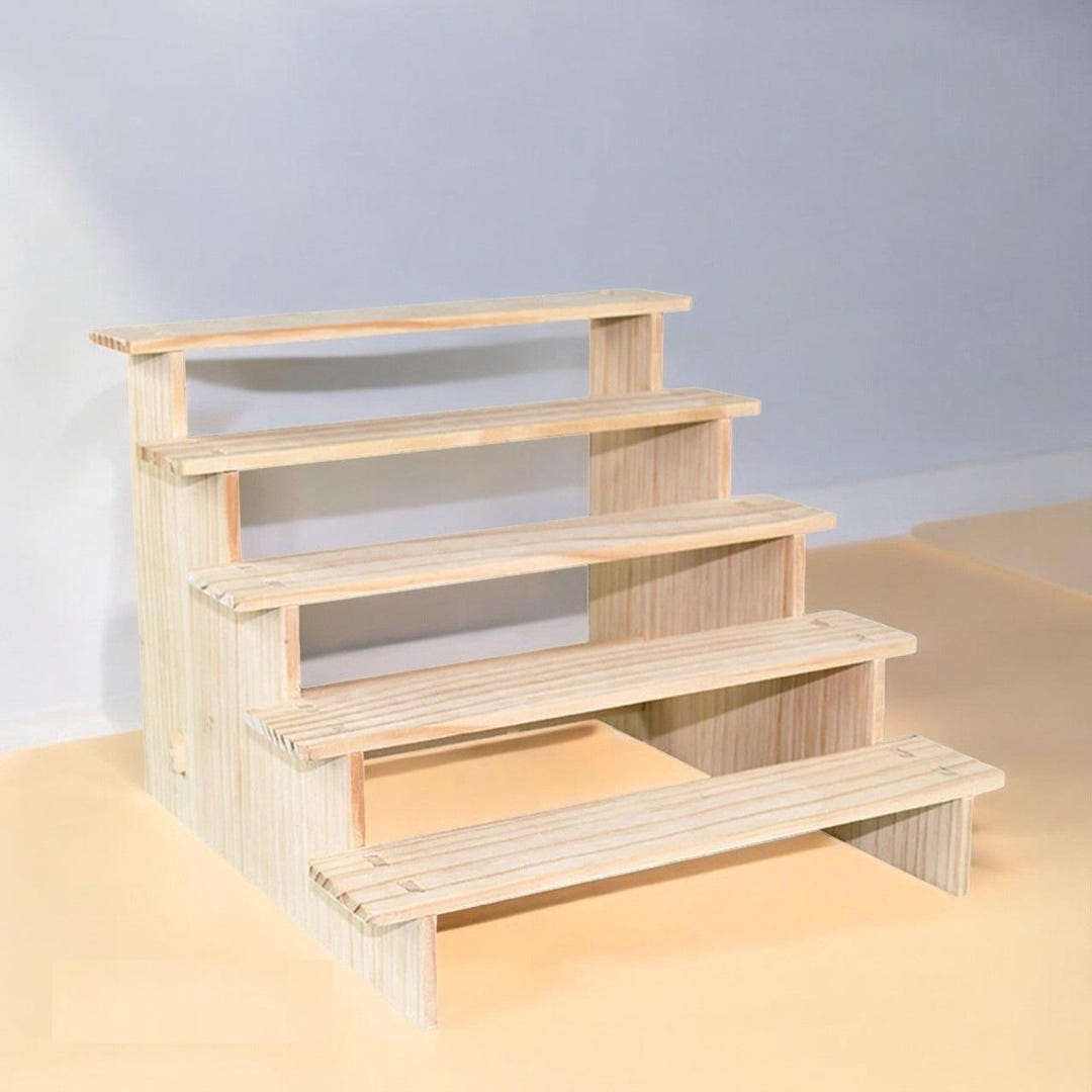 Wooden Riser Display Shelf Organizer Rectangle Wood Display Riser Stand ...