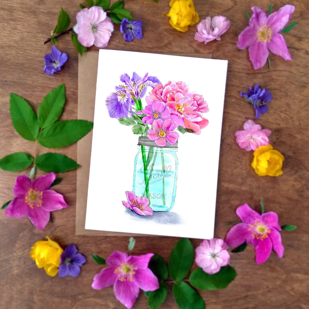 Spring Boquet | Greeting Card | 5 X 7 Card | Cheryl Lacy - Etsy