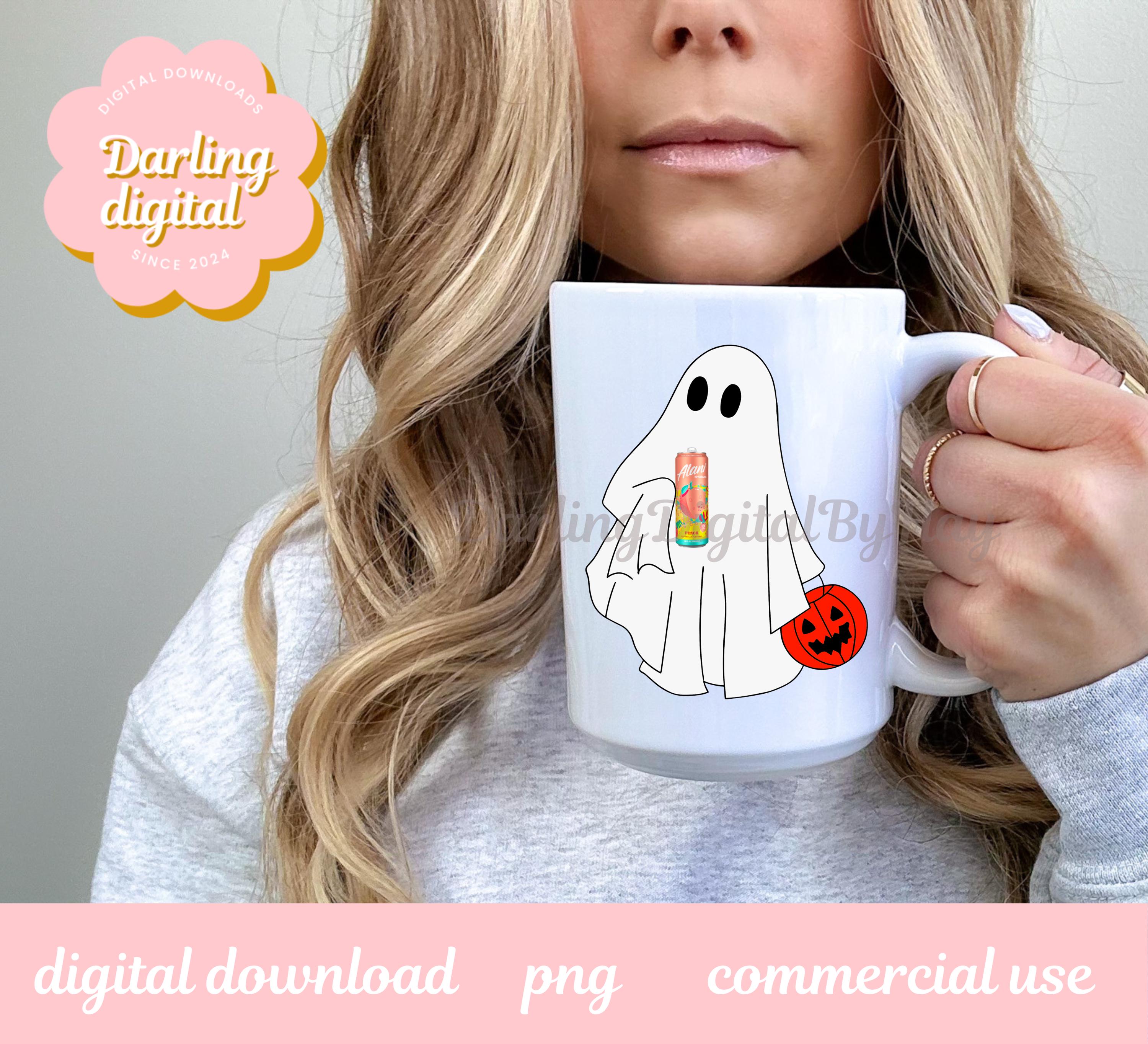 Halloween Alani Nu Peach Ghost PNG , Funny Ghost Crew, Halloween Gifts ...