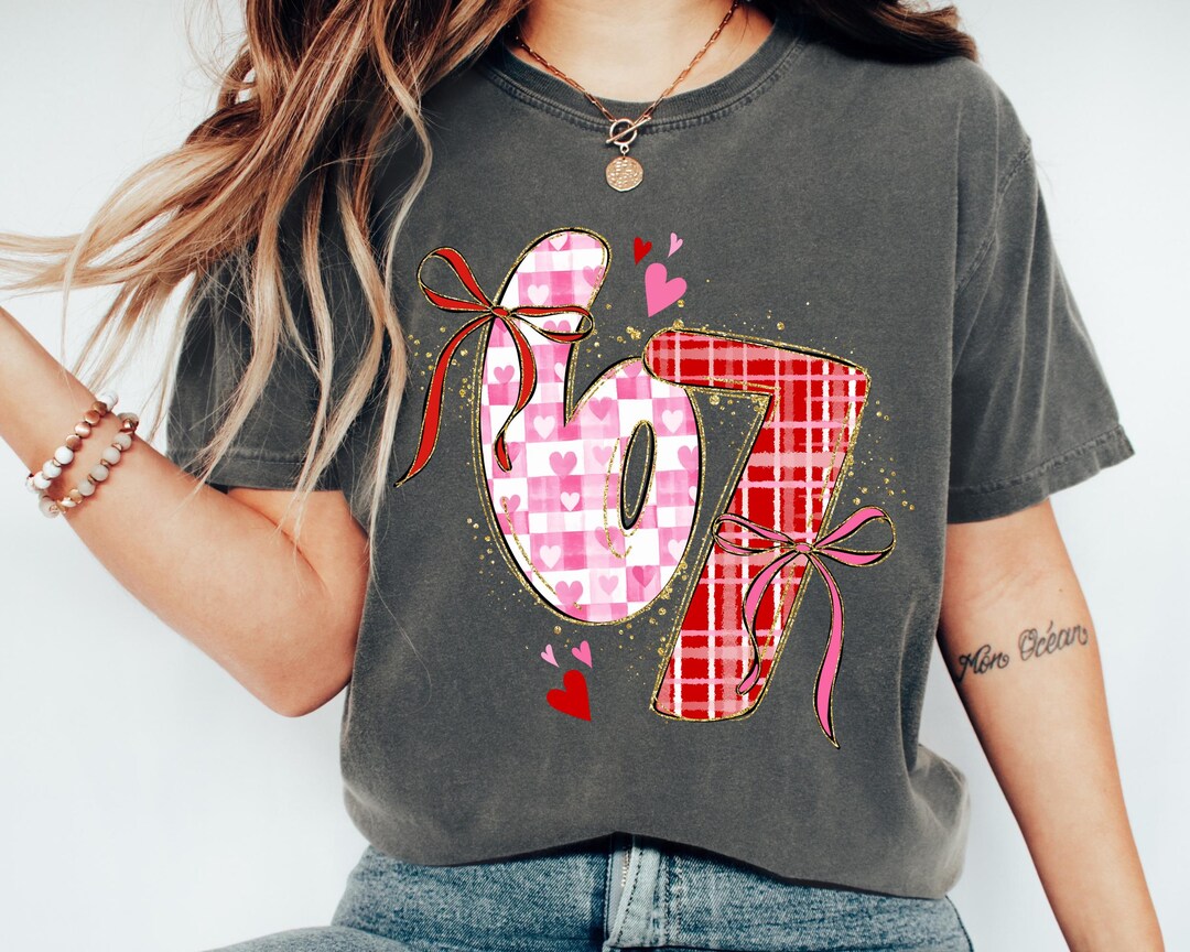 Pink Plaid 67 Valentine PNG | Preppy Heart Number Clipart | Girls ...