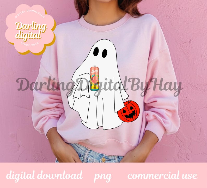 Halloween Alani Nu Peach Ghost PNG , Funny Ghost Crew, Halloween Gifts ...