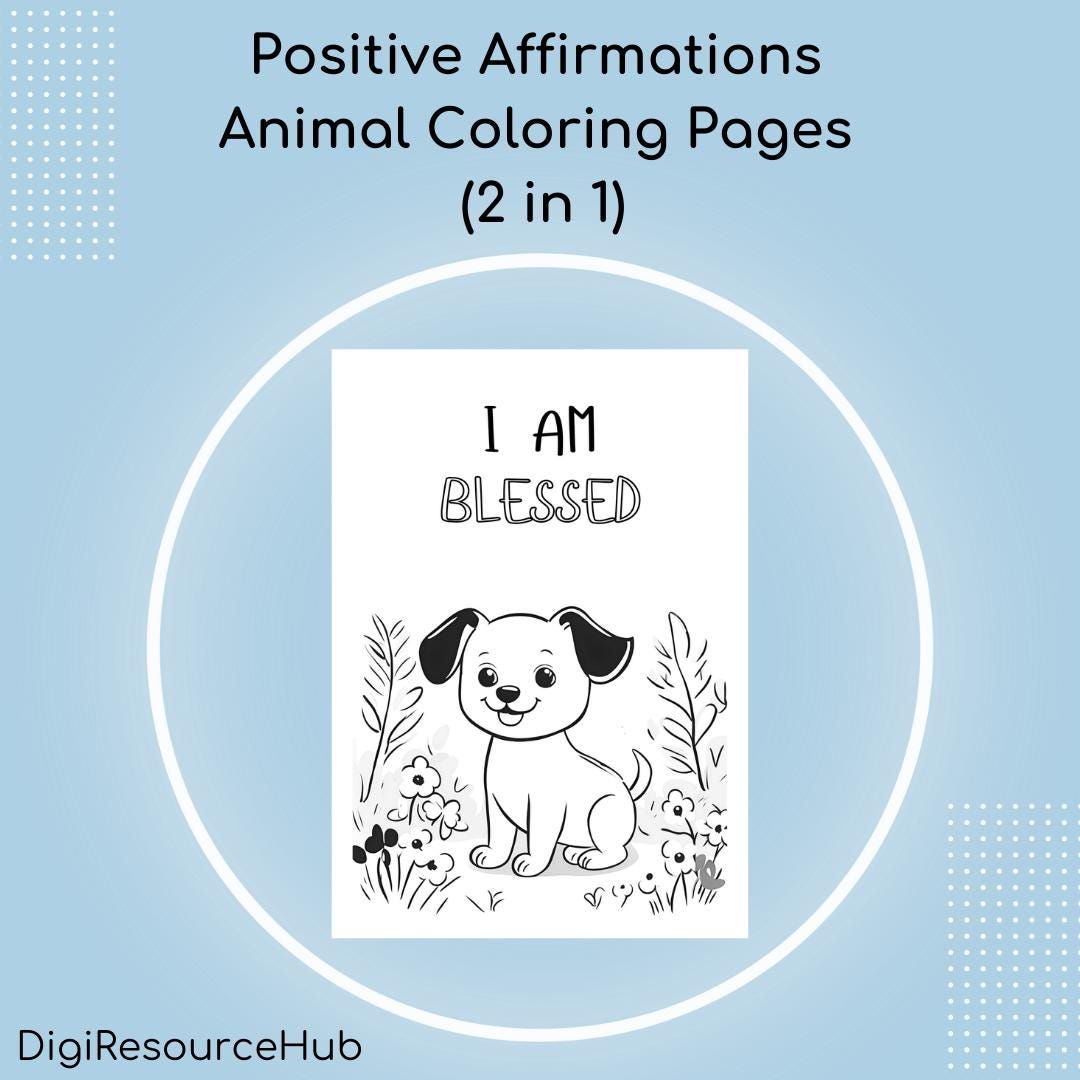 Positive Affirmations Animal Coloring Pages (2 in 1) - Etsy