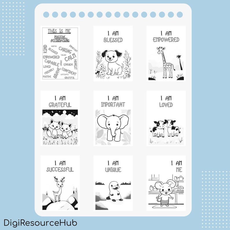Positive Affirmations Animal Coloring Pages (2 in 1) - Etsy