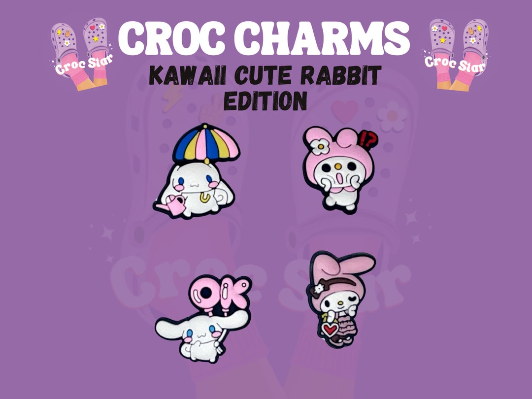 Kawaii Korean White Rabbit Croc Charm Cute Croc Charm Cute Characters ...