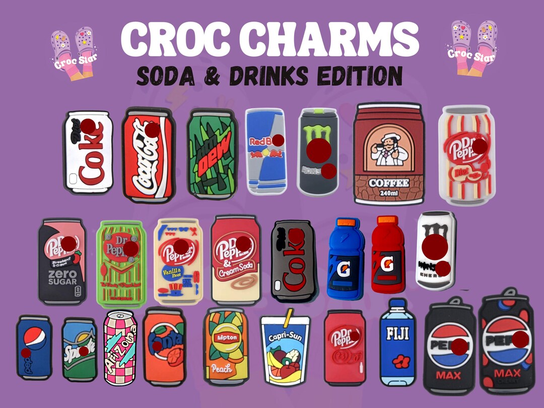 Drinks & Soda Can Croc Charms Shoe Charms Canned Drinks Fizzy Croc Charm Fizzy Drinks Charm ...
