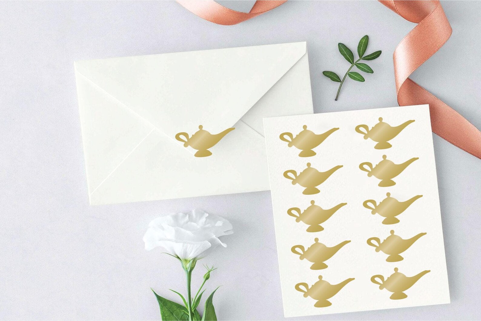Set of 10 Aladdin Lamp Party Decals - Invitation Seals - Envelope Seals ...
