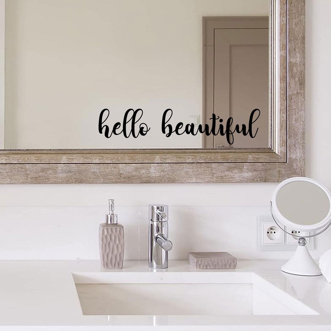 Hello Beautiful - Mirror Decal - Bathroom Sticker - Beauty ...