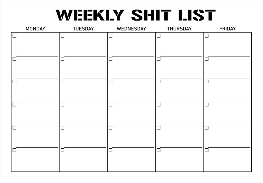 ADULT Printable Weekly Planning Sheet - Etsy