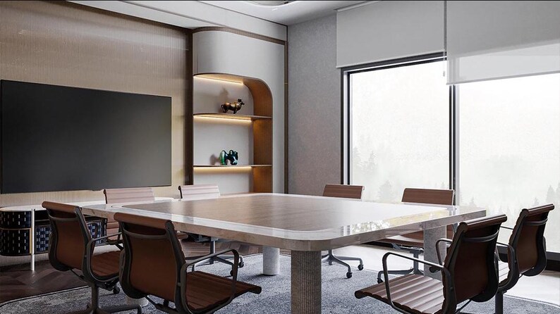 Custom Modern Office Design, Minimal Office, Office 3D Rendering, 3D ...