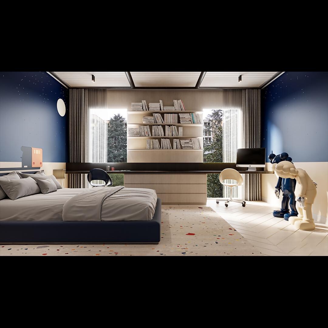 Custom Modern Bedroom Design, Minimal Bedroom, Bedroom 3D Rendering, 3D ...