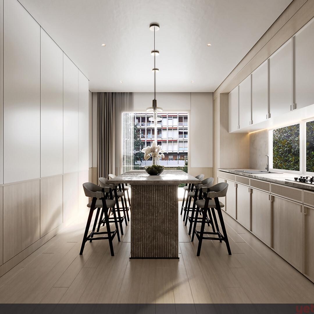 Custom Modern Kitchen Design, Minimal Kitchen, Kitchen, 3D Rendering ...