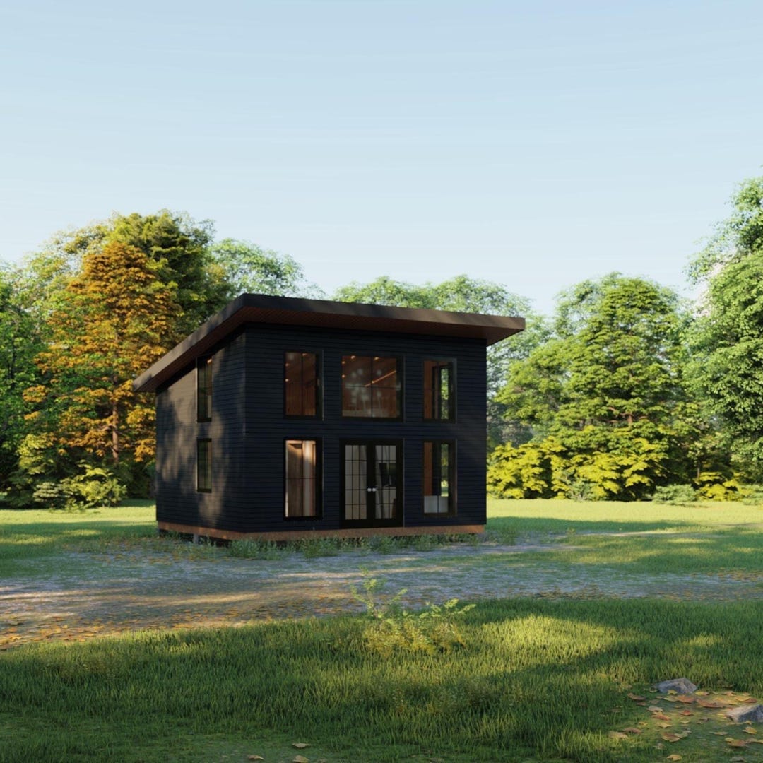 Tiny Modern Cabin Plans 20×18 | Small Home Blueprint | Includes Floor ...