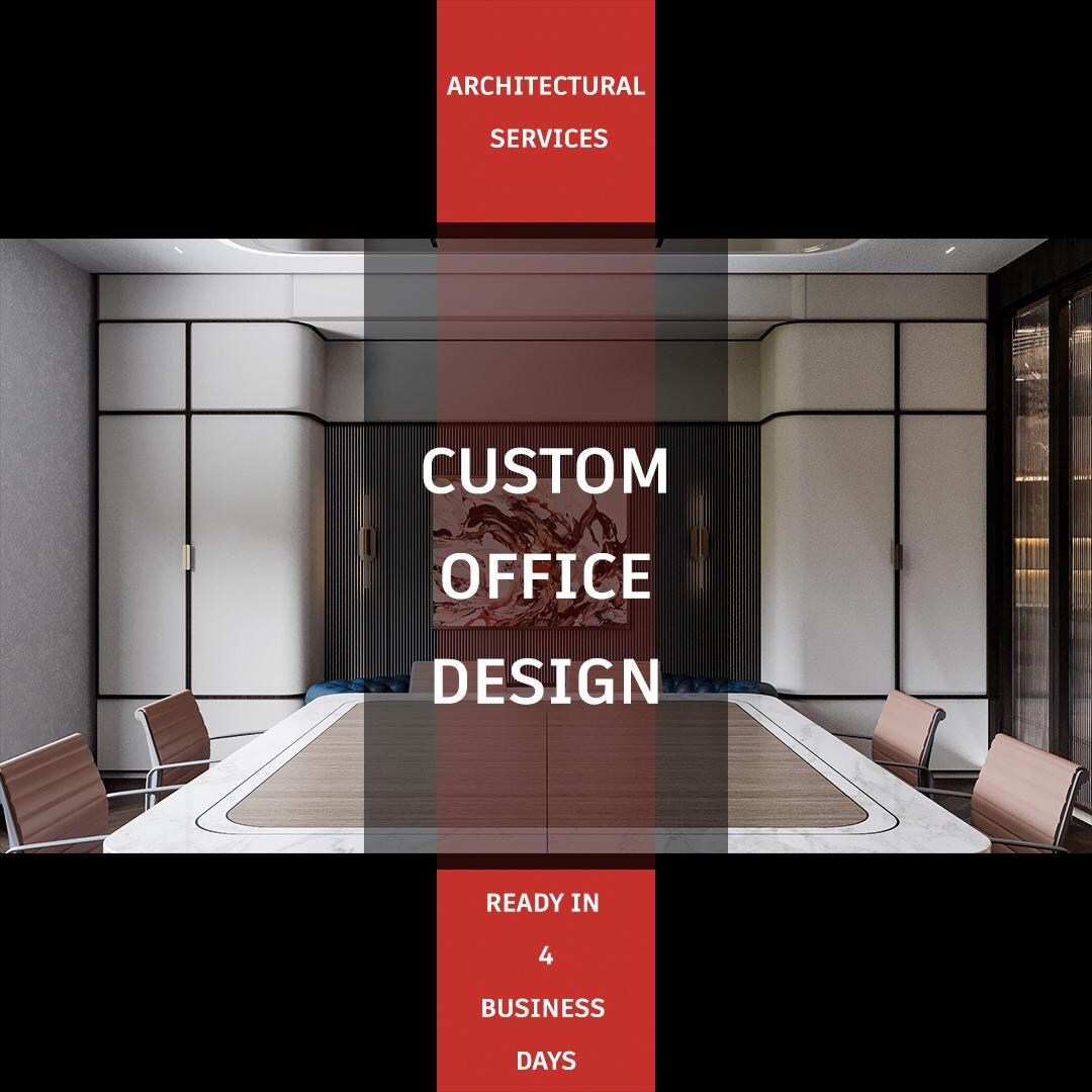 Custom Modern Office Design, Minimal Office, Office 3D Rendering, 3D ...