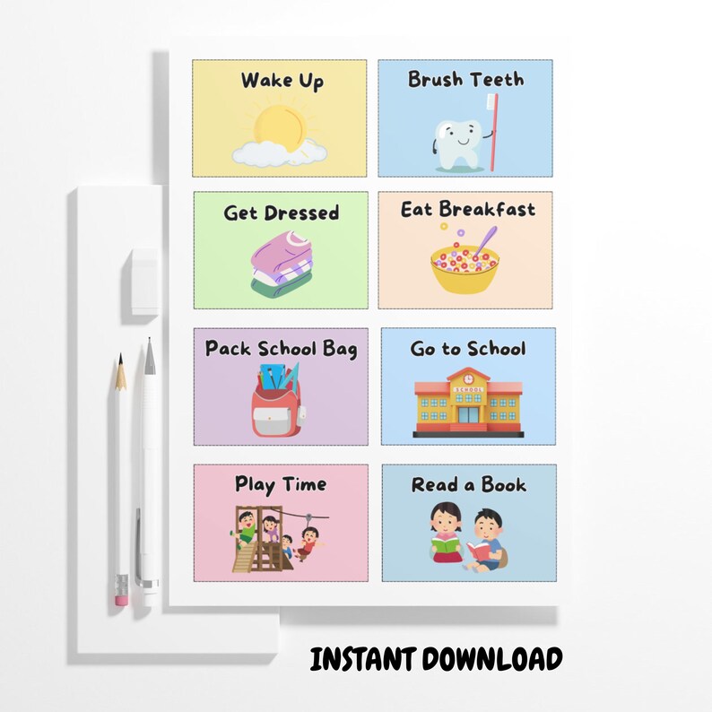Daily Routine Cards Visual Aids Signal Cards for Kids educational Task ...