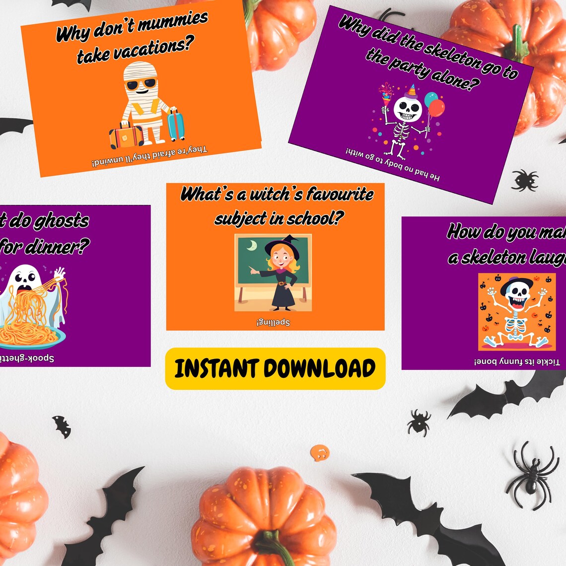 40 Halloween Joke Cards for Kids Fun & Spooky Printable Notes Lunchbox ...