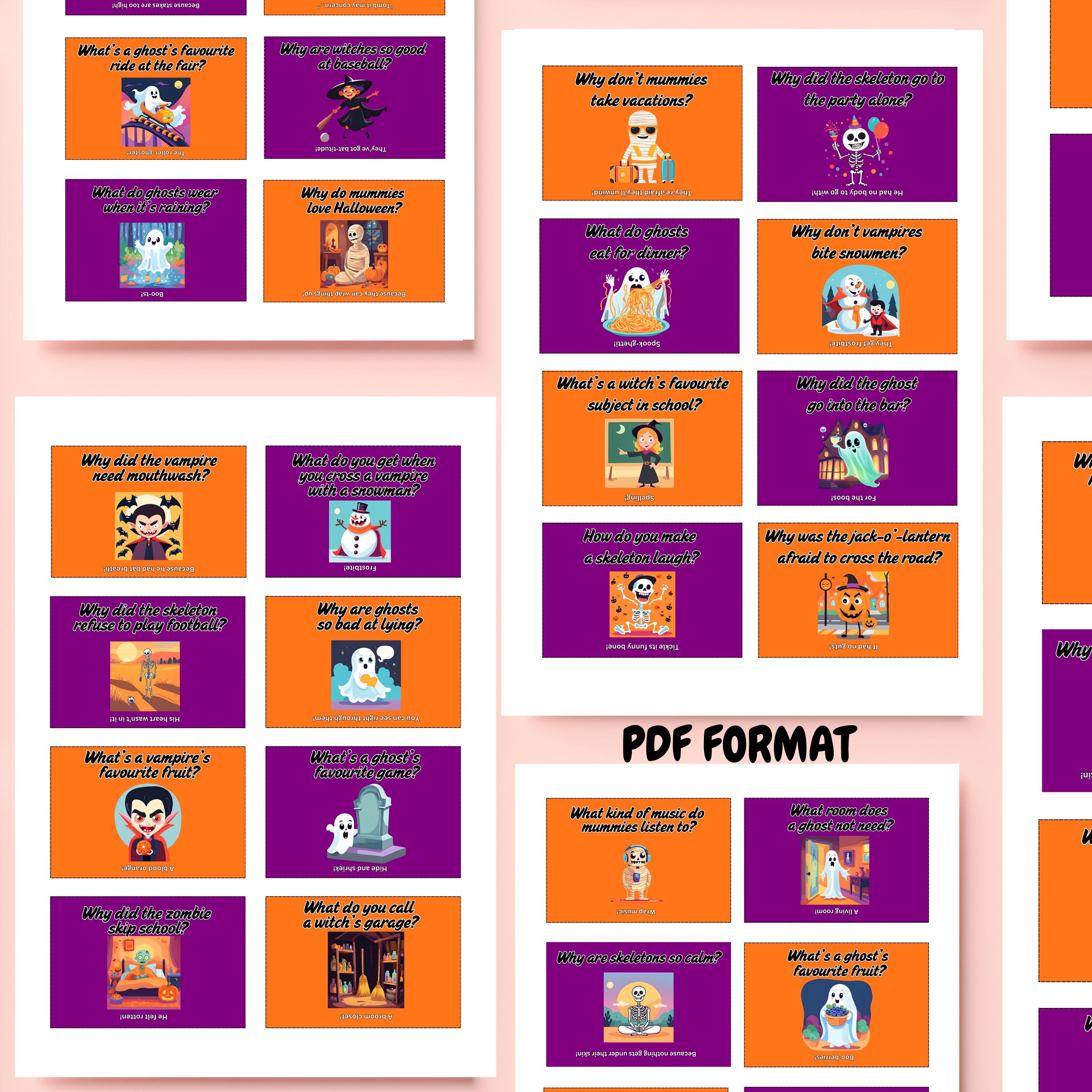 40 Halloween Joke Cards for Kids Fun & Spooky Printable Notes Lunchbox ...