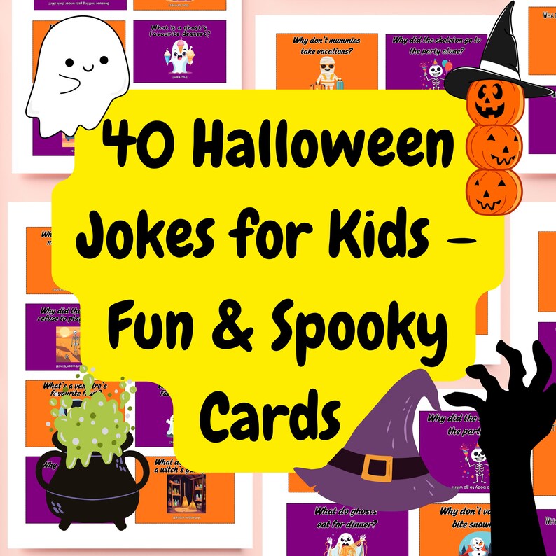 40 Halloween Joke Cards for Kids Fun & Spooky Printable Notes Lunchbox ...