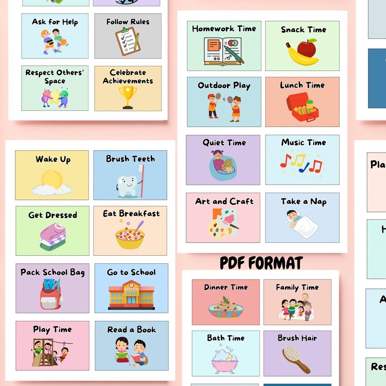 Daily Routine Cards Visual Aids Signal Cards for Kids educational Task ...
