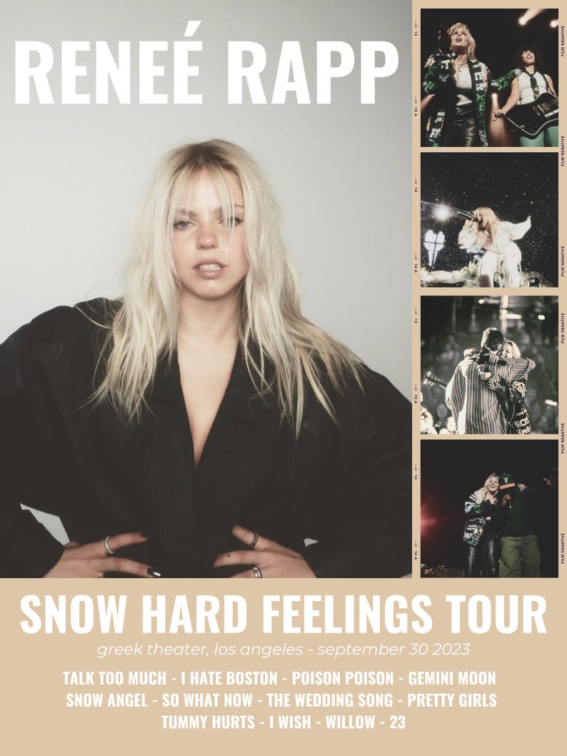 Renee Rapp Snow Hard Feelings Tour Concert Poster - Etsy