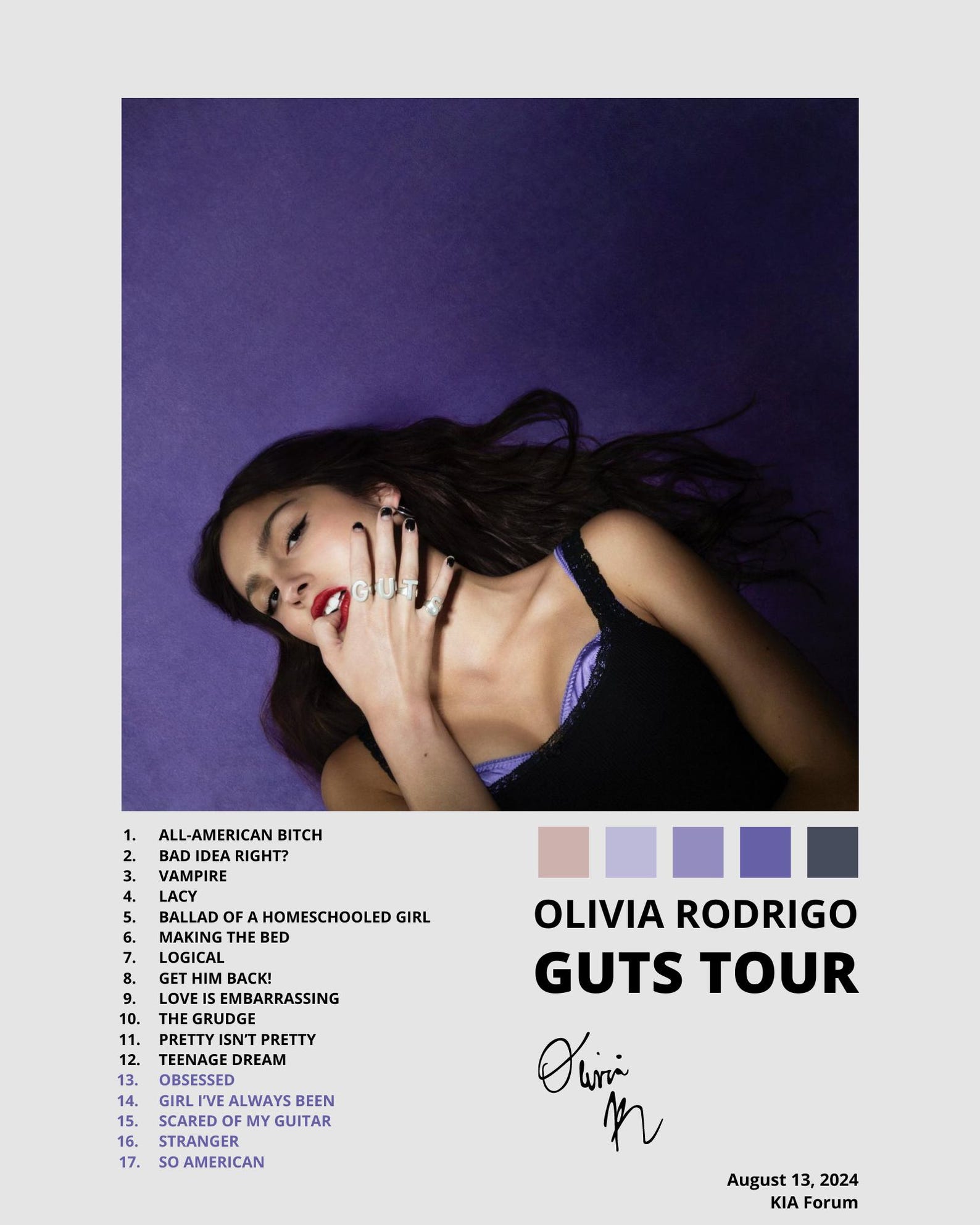 Olivia Rodrigo GUTS TOUR Vintage Card Poster - Etsy