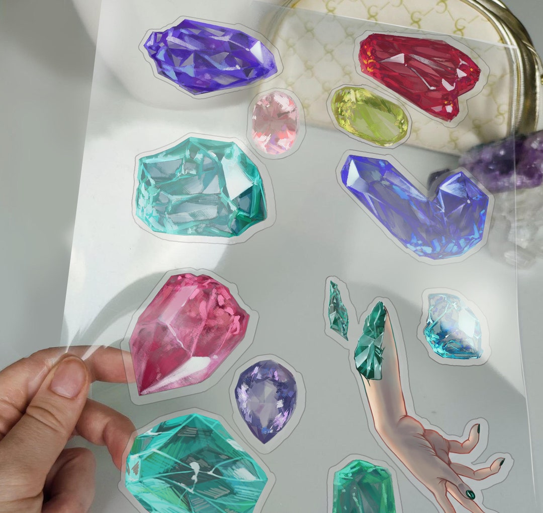Crystal Gems Stickers Sheets for Rock Lovers, Transparent and ...