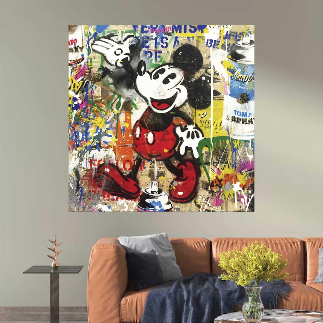 Banksy Old Pop Art Mickey Mouse Canvas Print, Banksy Art, Mickey Mouse ...