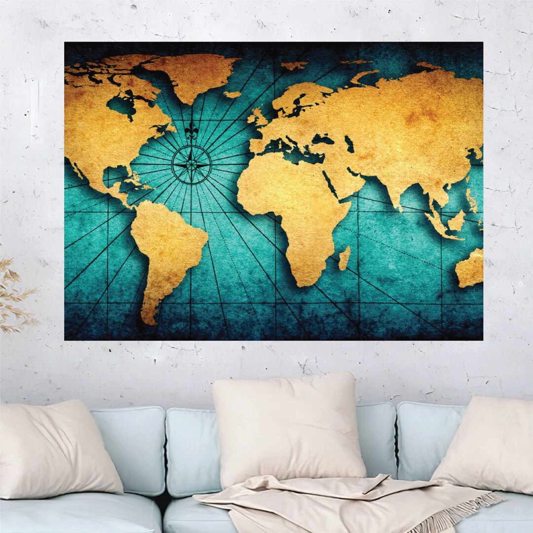 Vintage World Map, World Map Poster, Antique Style World Map, Noua ...