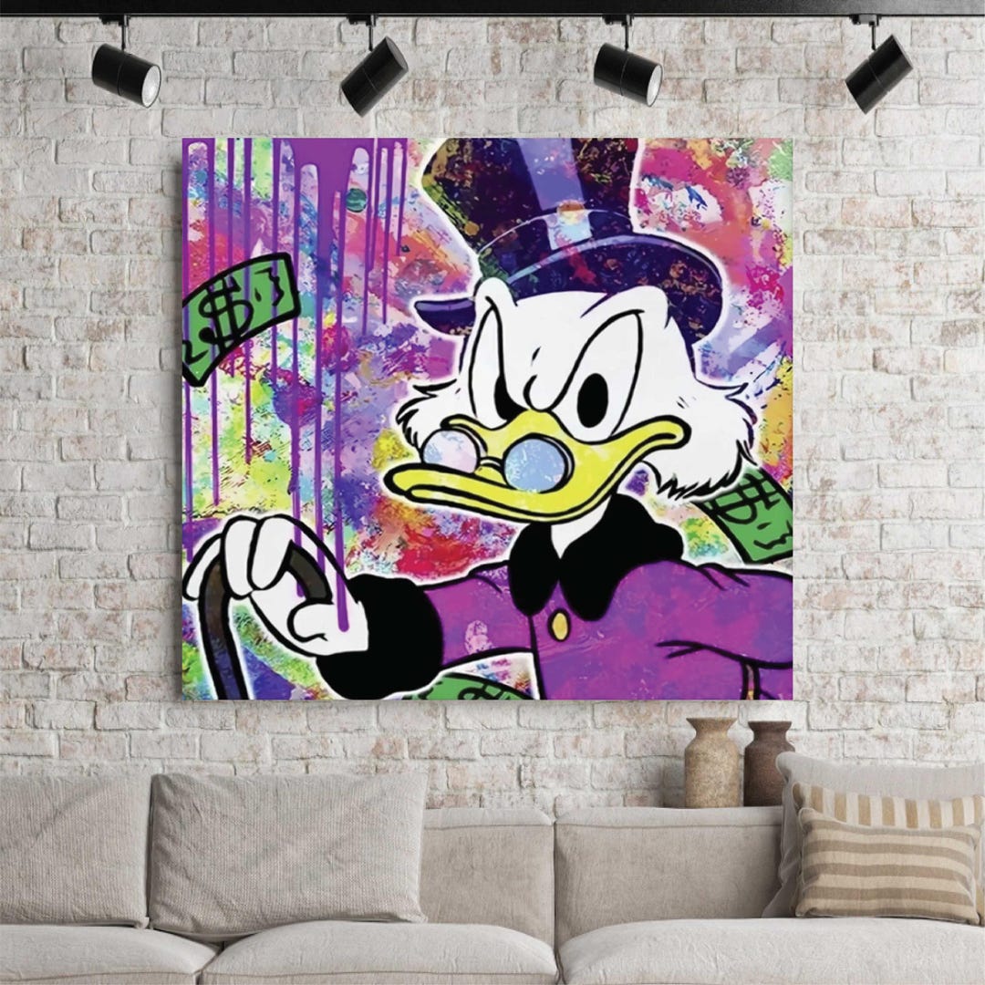Banksy Angry Mcduck Square Pop Art Canvas Print, Banksy Art, Scrooge ...
