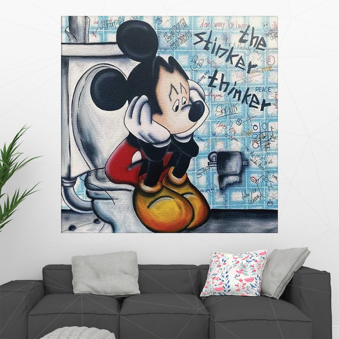 Mickey in the Toilet Versiyon 2 Pop Art Canvas Print, Banksy Art ...