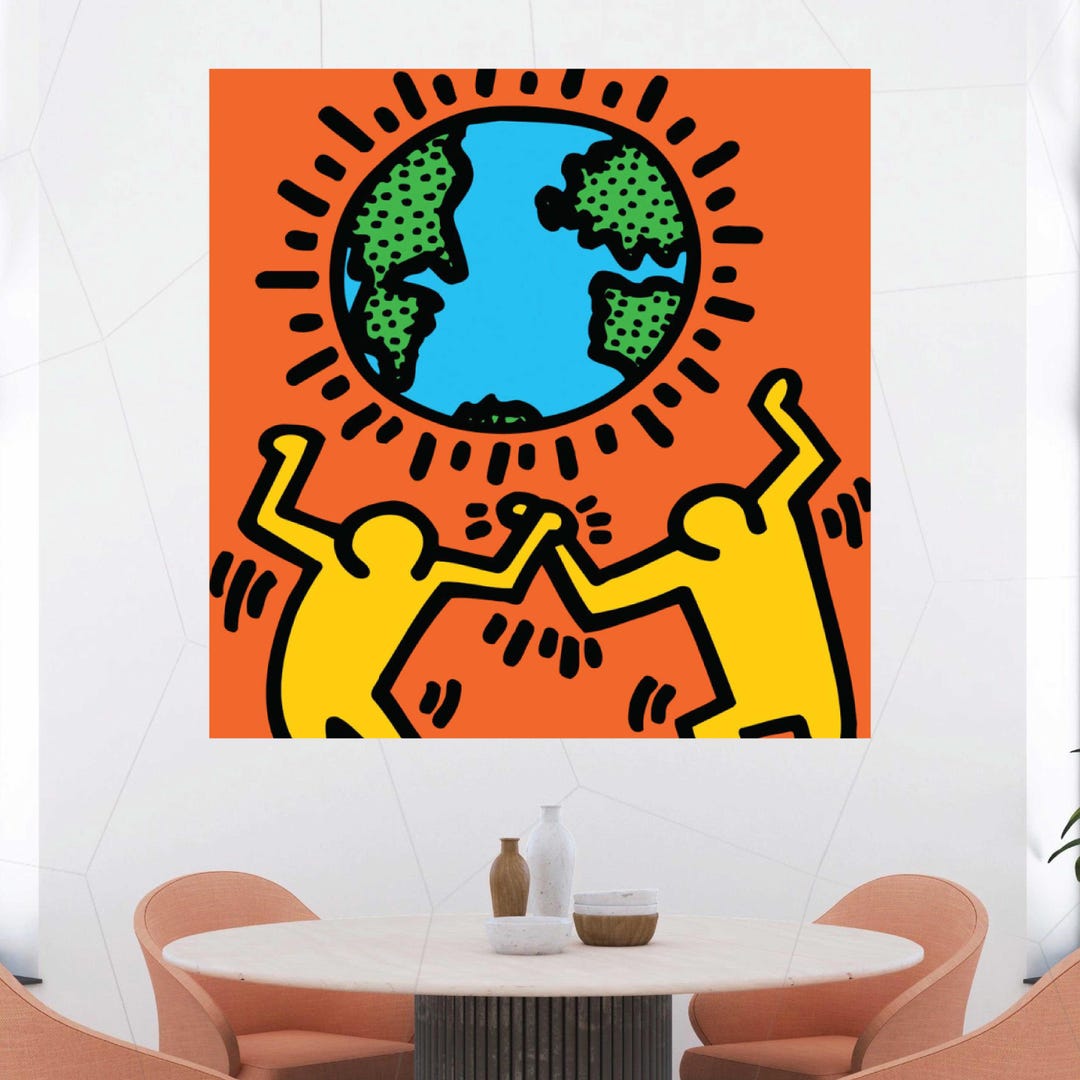Keith Haring Canvas Framed Wall Art / Abstract Pop Art Keith Haring ...