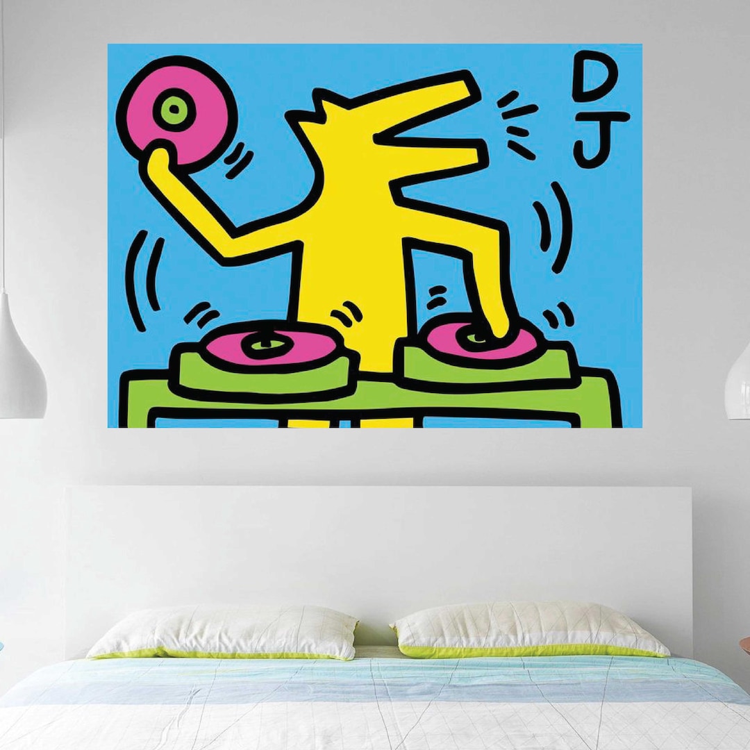 Keith Haring Canvas Framed Wall Art / Abstract Pop Art Keith Haring ...