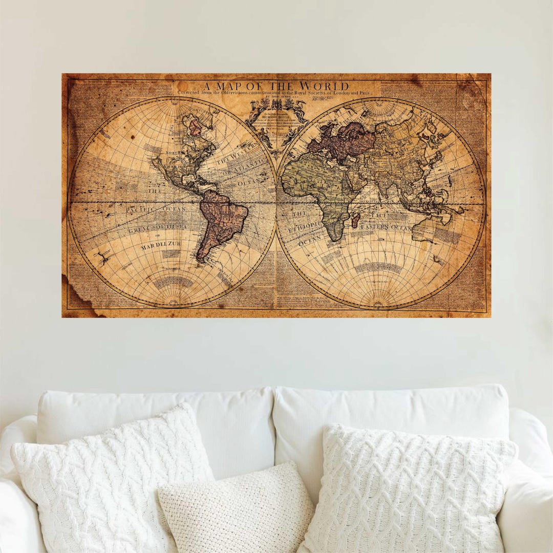 Vintage World Map, World Map Poster, Antique Style World Map, Noua ...