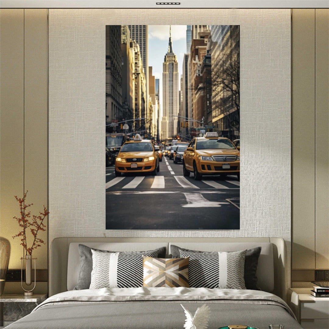 New York City Taxi Canvas Wall Art American City Wall Art Yellow Taxi ...