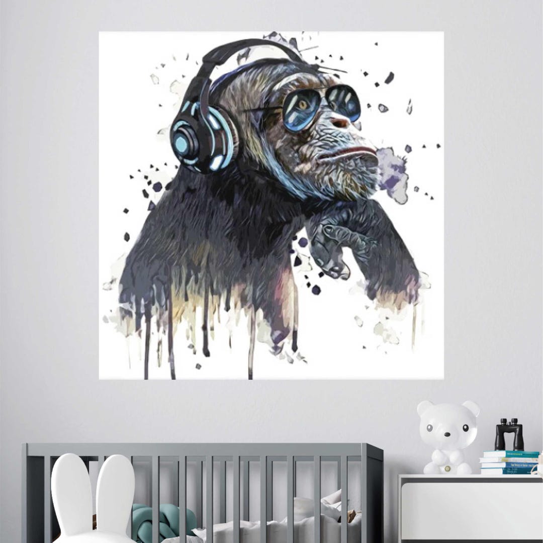 Monkey Canvas Painting, Monkey Poster, Modern Wall Art, Animal Poster ...