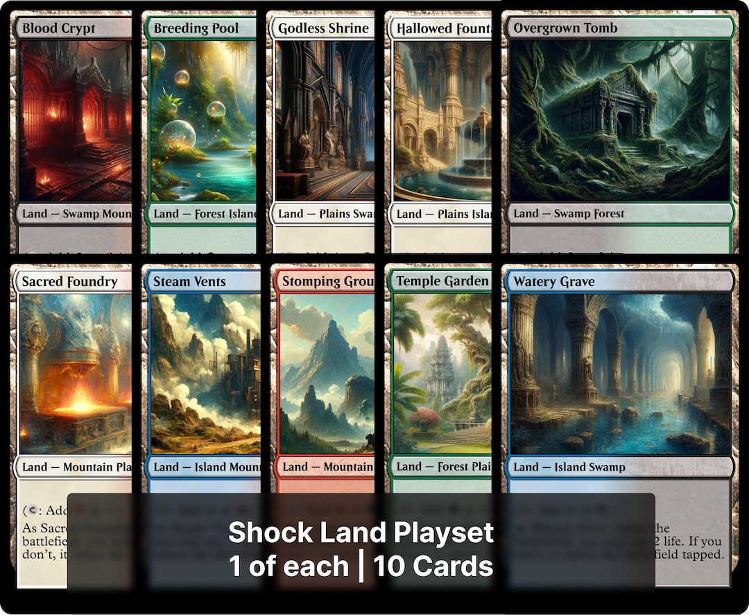 Shock Land Playset 1 Each, 10 Cards MTG Custom Altered Art Game Cards ...