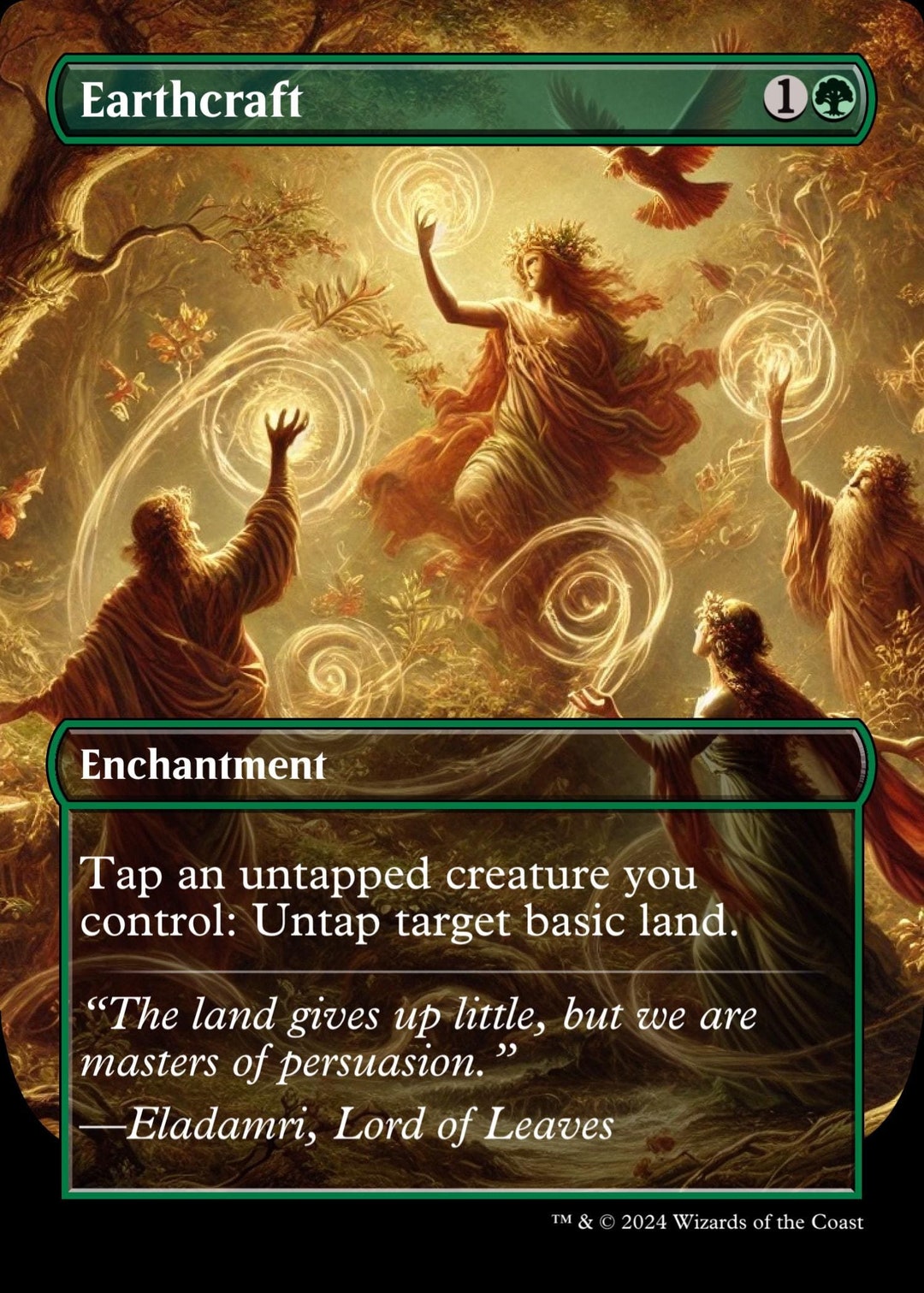 Earthcraft Borderless Art MTG Custom Art Proxy Card Vintage Green ...