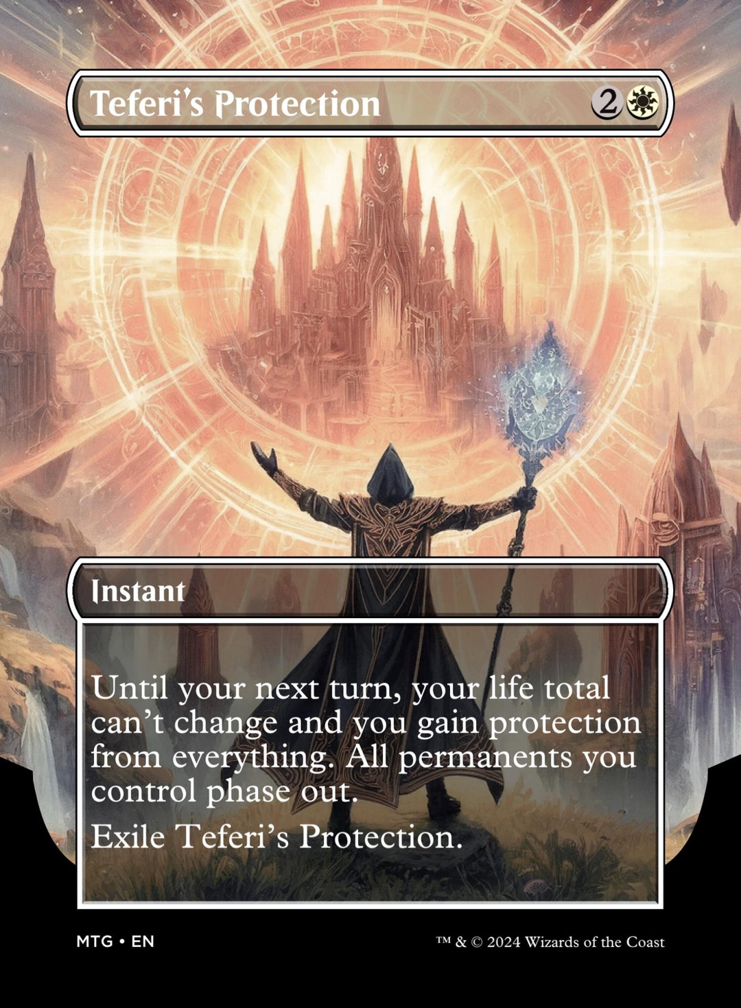Teferi's Protection Borderless Art MTG Custom Art on Proxy Card Magic: the Gathering White ...