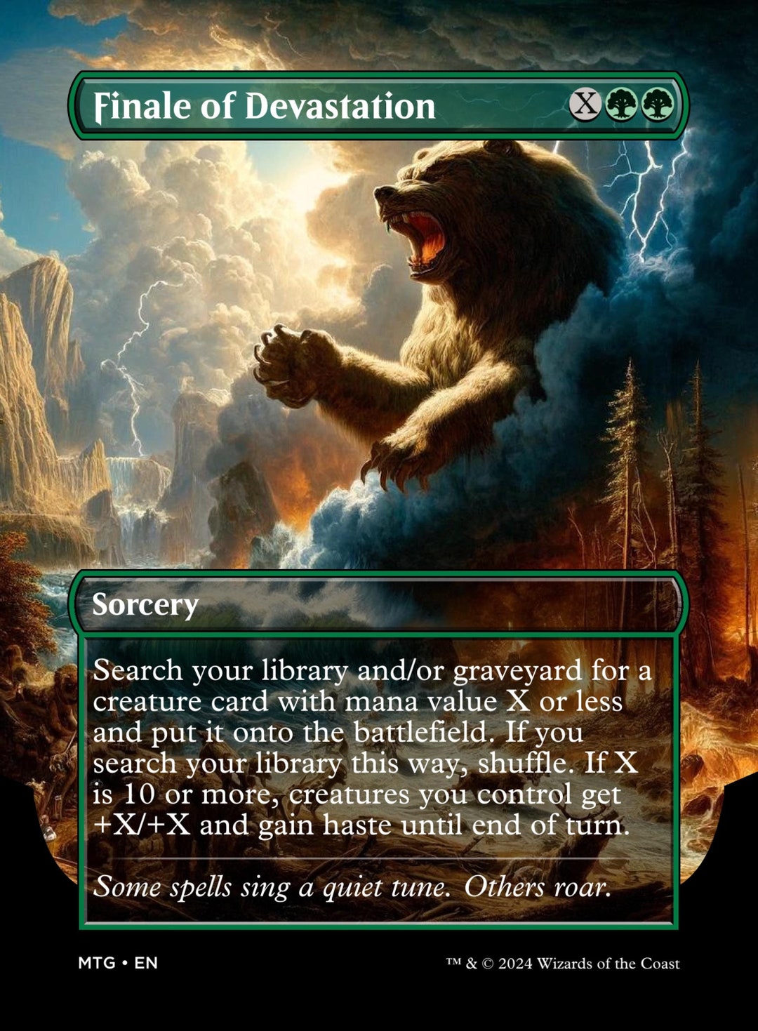 Finale of Devastation Borderless Art MTG Custom Art on Proxy Card Magic: the Gathering Green ...